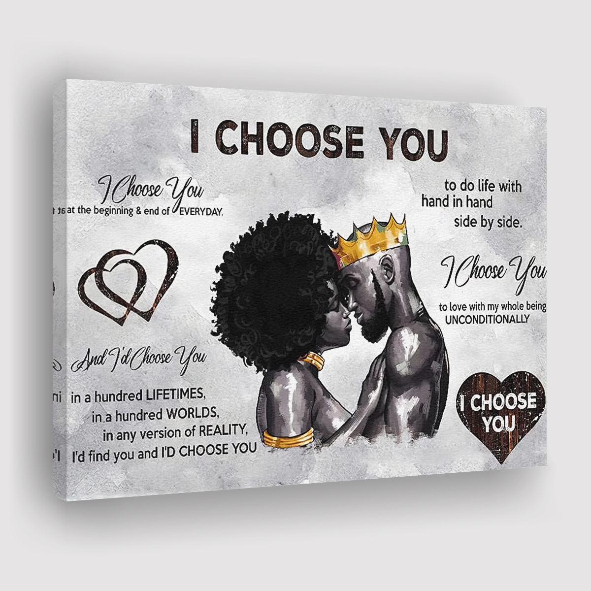 African American Black King And Queen Black Couple I Choose You Canvas ...