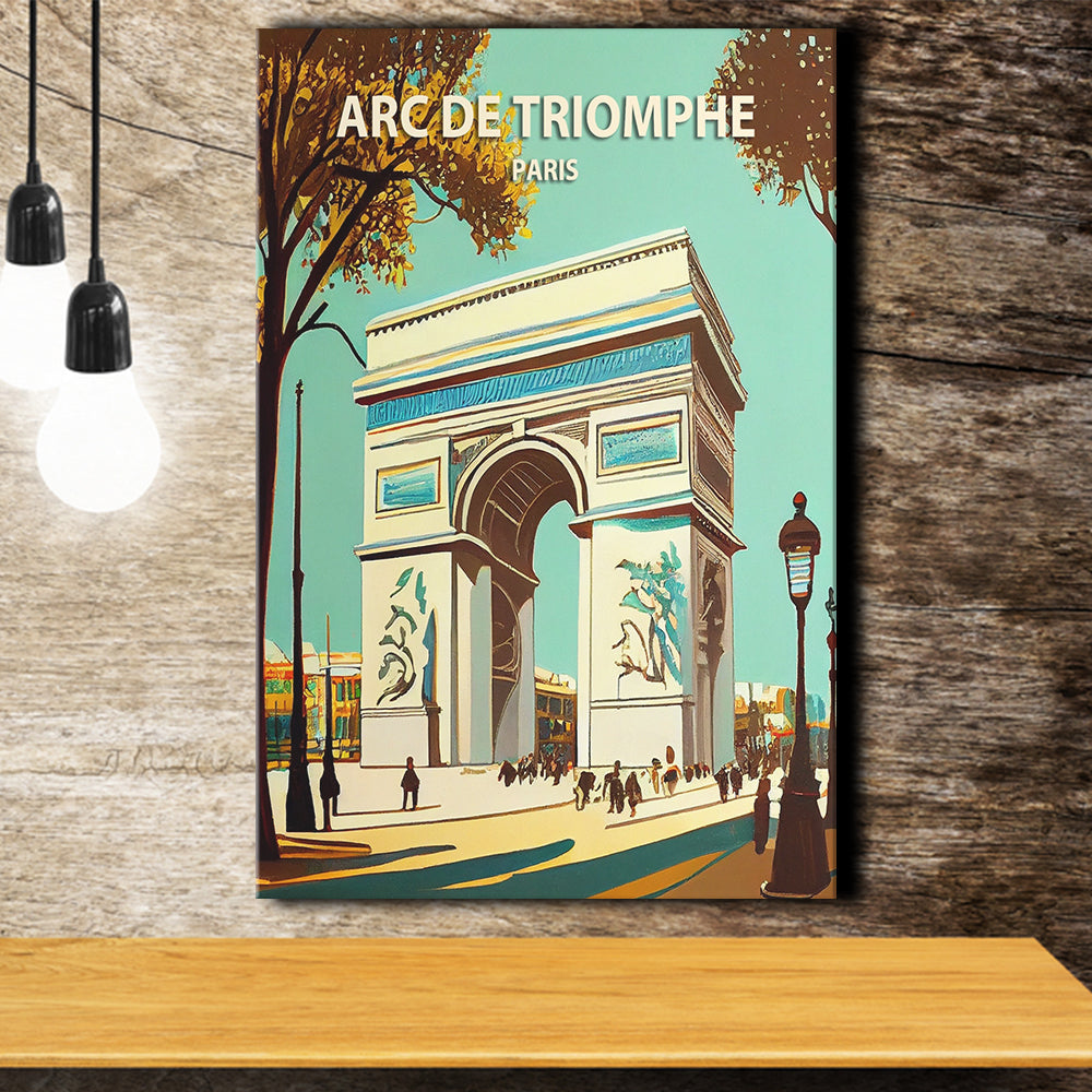 Arc de Triomphe Retro Art Print ,City Art Print, Large Canvas, Canvas ...