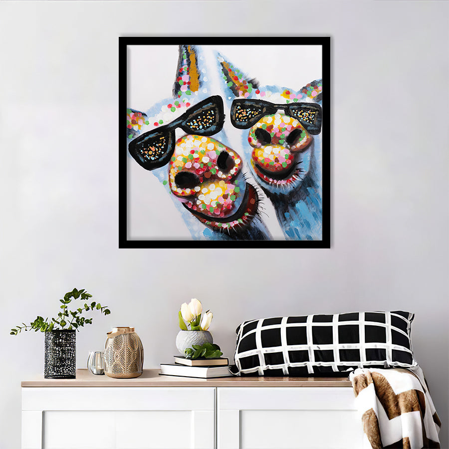 Wall Art Print | Colourful Cool Llamas Style - Animal Art, Framed Prin ...