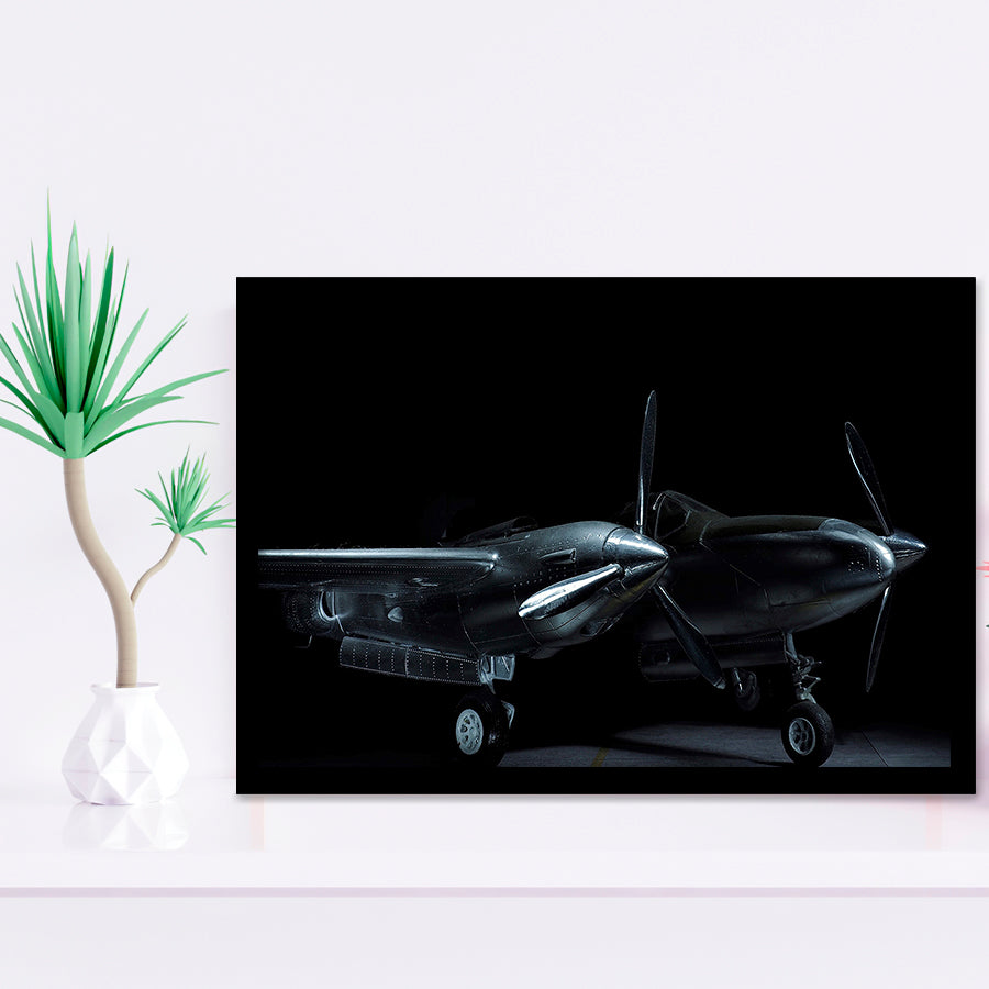 Lockheed P38 Lightning,Aviation Framed Art Prints Wall Art Decor,Black – UnixCanvas