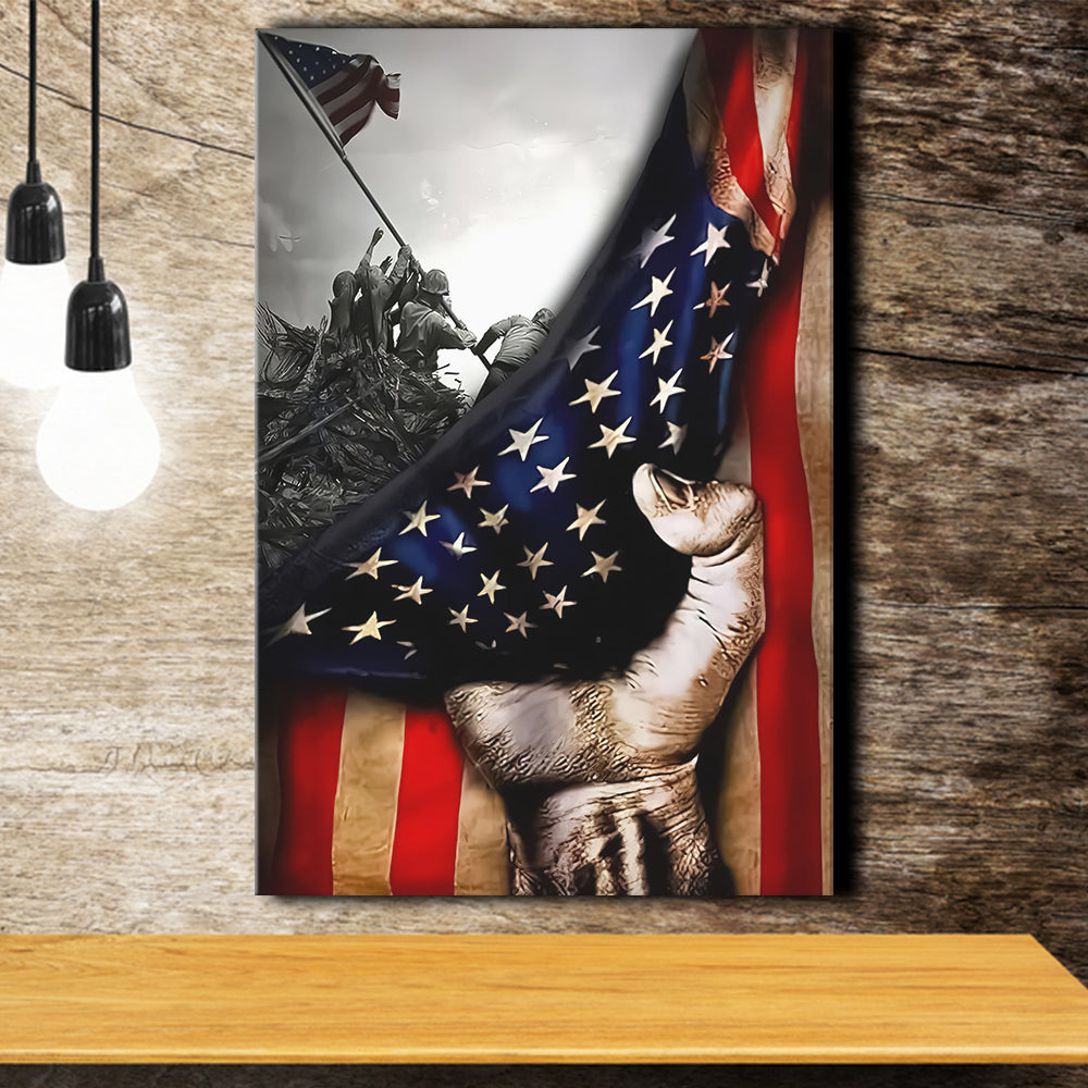 Us Veteran Hand Pulling American Flag 1 Canvas Prints Wall Art - Paint ...