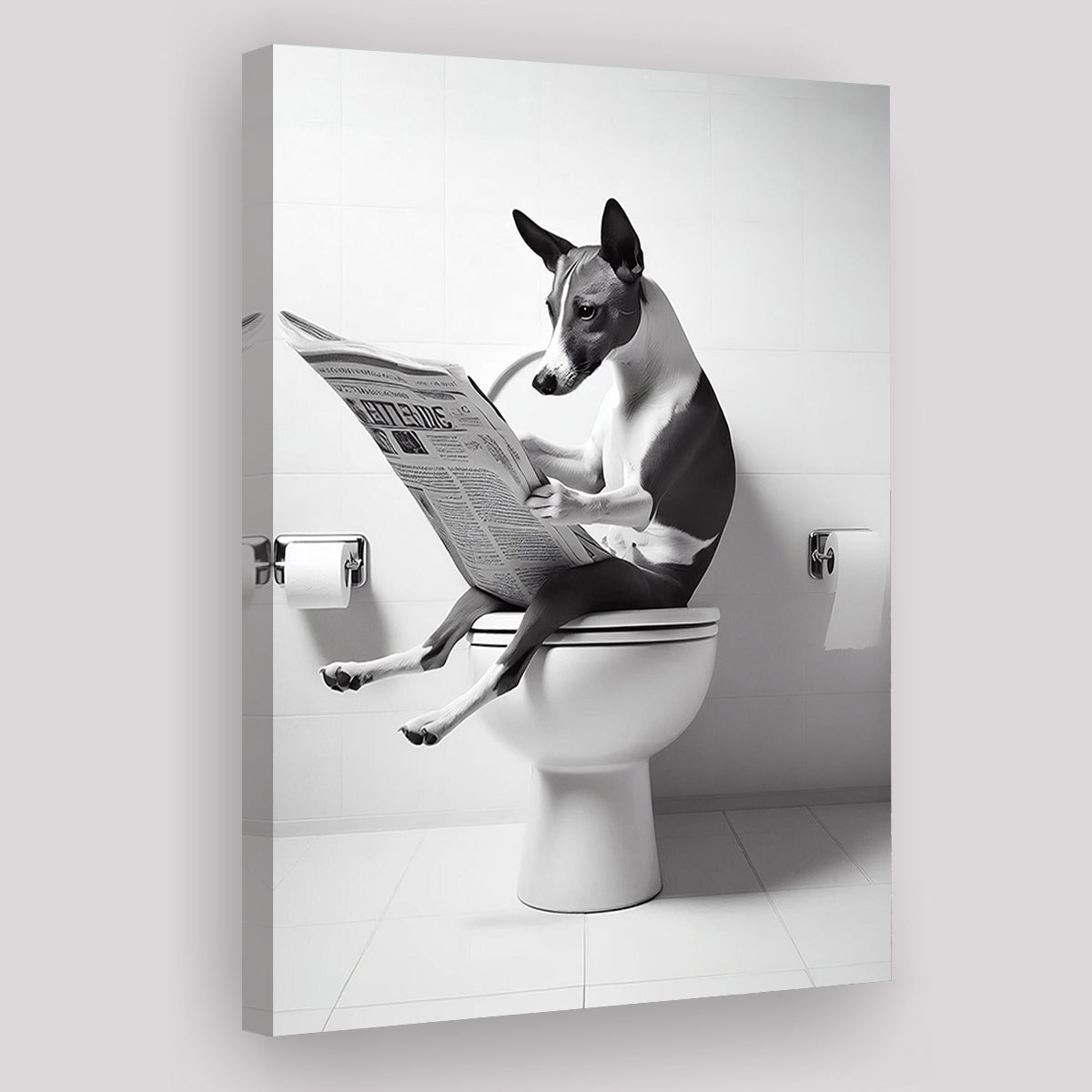 Basenji Canvas Prints Wall Art, Funny Bathroom Decor, Basenji In Toile ...
