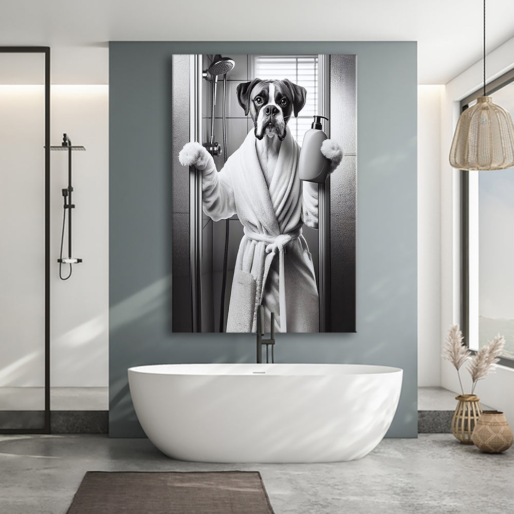 Boxer Bathroom Decor Canvas Prints Wall Art, Bathroom Art Print, Boxer ...