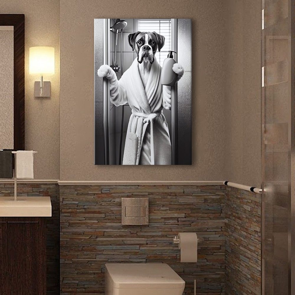 Boxer Bathroom Decor Canvas Prints Wall Art, Bathroom Art Print, Boxer ...