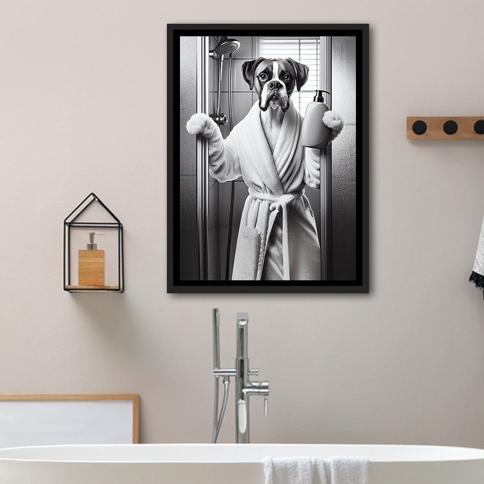 Boxer Bathroom Decor Framed Canvas Prints Wall Art, Bathroom Framed Ar ...