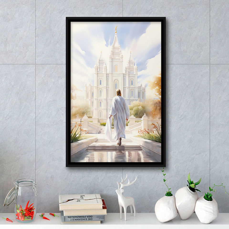 Christ Bright Temple Peaceful And Inspiring Watercolor, Framed Canvas ...
