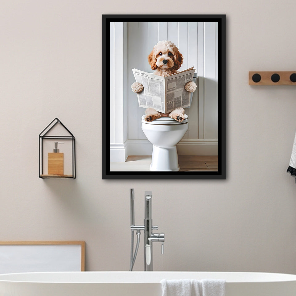 Cockapoo Framed Canvas Prints Wall Art, Funny Bathroom Decor, Cockapoo ...