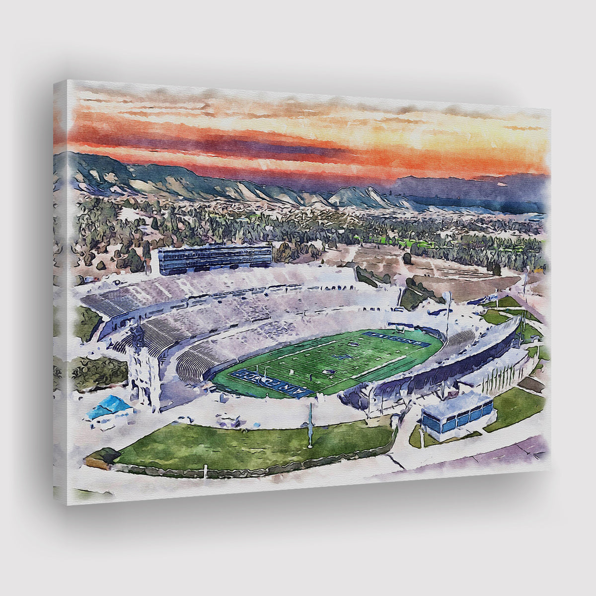 Falcon Stadium WaterColor Canvas Prints, Air Force Watercolor, Stadium ...