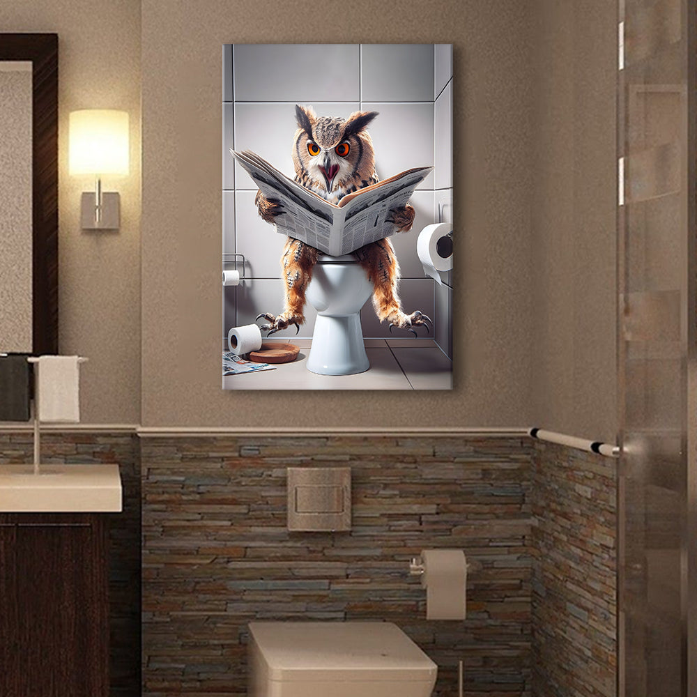 Owl Print Canvas Prints Wall Art, Bathroom Art, Funny Bathroom Decor ...