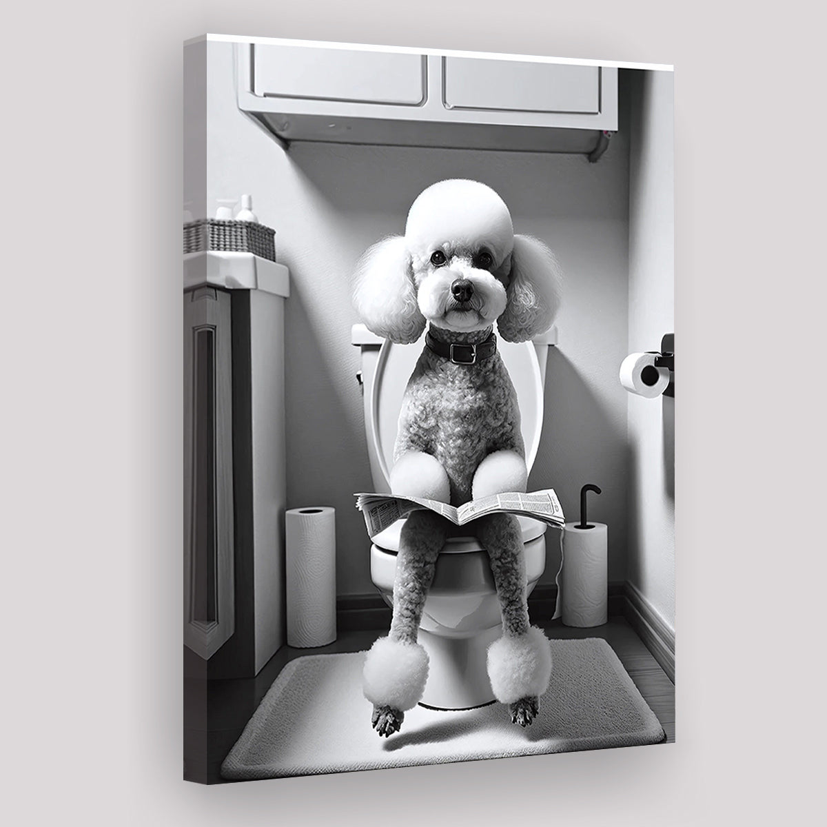 Poodle Funny Bathroom Decor Canvas Prints Wall Art,, Poodle In Toilet ...