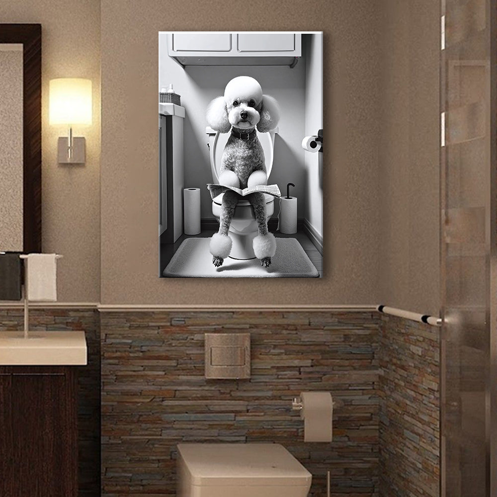 Poodle Funny Bathroom Decor Canvas Prints Wall Art,, Poodle In Toilet ...