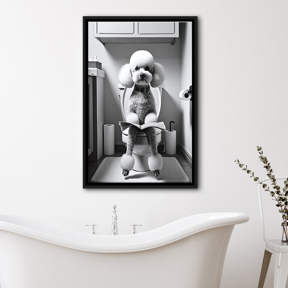 Poodle Funny Bathroom Decor Framed Canvas Prints Wall Art, Poodle In T ...