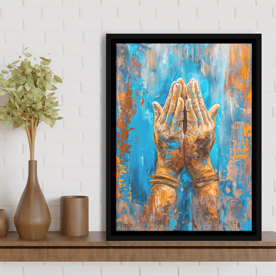 Praying Hands, Unique Painting, Framed Canvas Painting, Framed Canvas ...
