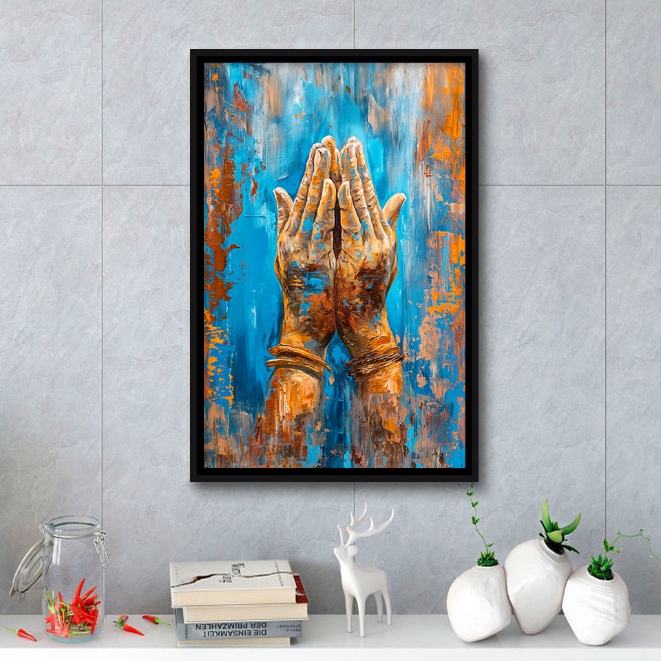Praying Hands, Unique Painting, Framed Canvas Painting, Framed Canvas ...