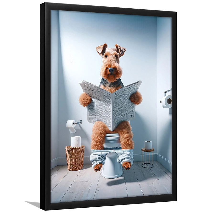 Welsh Terrier Framed Art Print Wall Decor, Funny Bathroom Decor, Welsh ...
