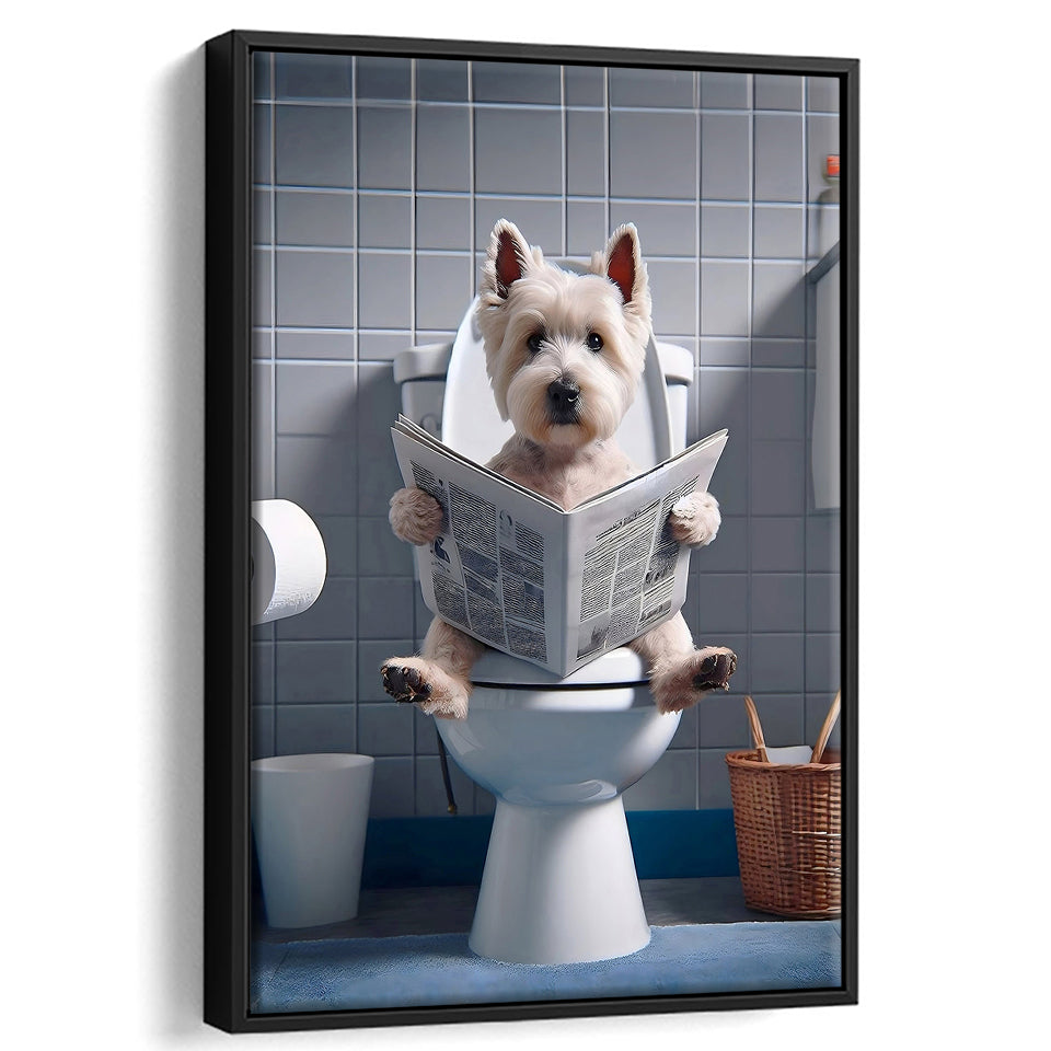 West Highland Terrier Art Framed Canvas Prints Wall Art, Funny Bathroo ...