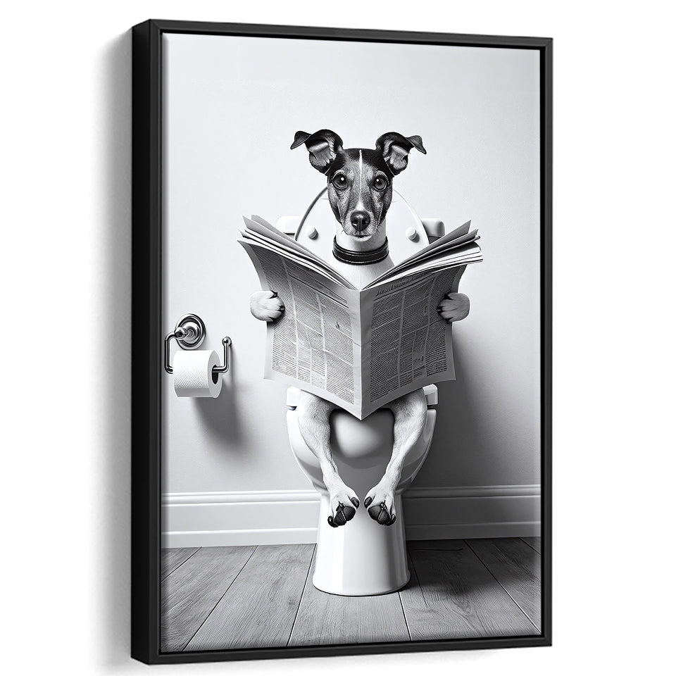 Wire Fox 1 Terrier Framed Canvas Prints Wall Art, Funny Bathroom Decor ...