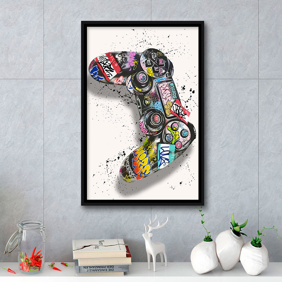 Game Controller Graffiti Framed Canvas Prints Wall Art - Painting Canv ...