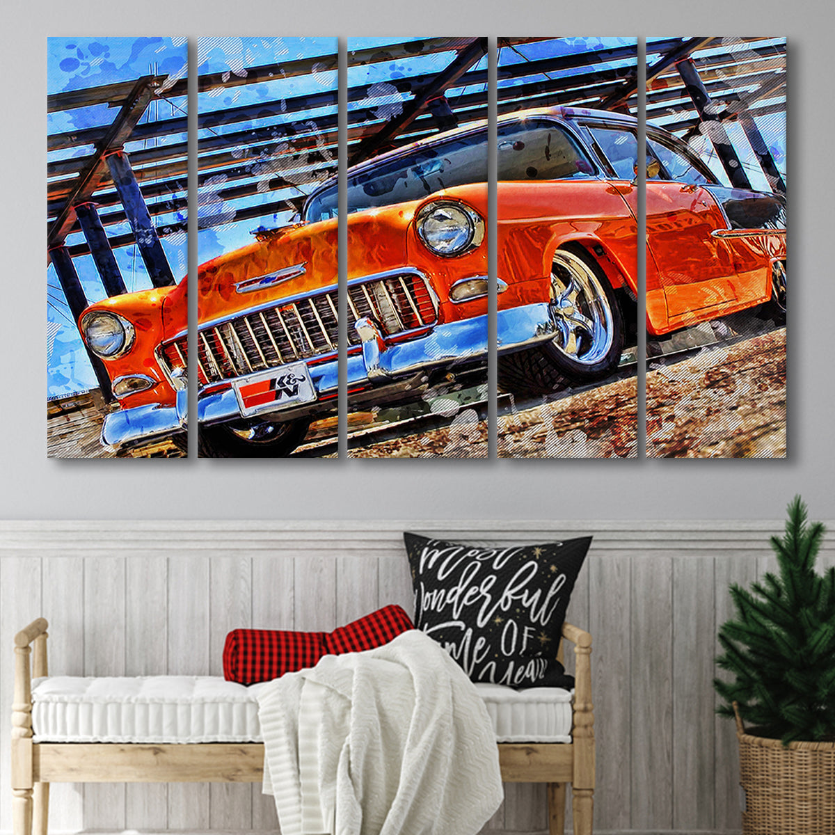 1955 Chevy Bel Air Hot Rod 5 Piece B Canvas Prints Wall Art Decor, Mul ...