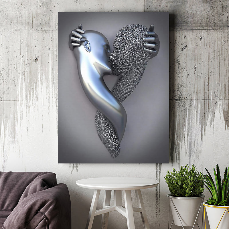 3D Effect Art Kissing Canvas Wall Art - Canvas Prints, Painting Canvas ...
