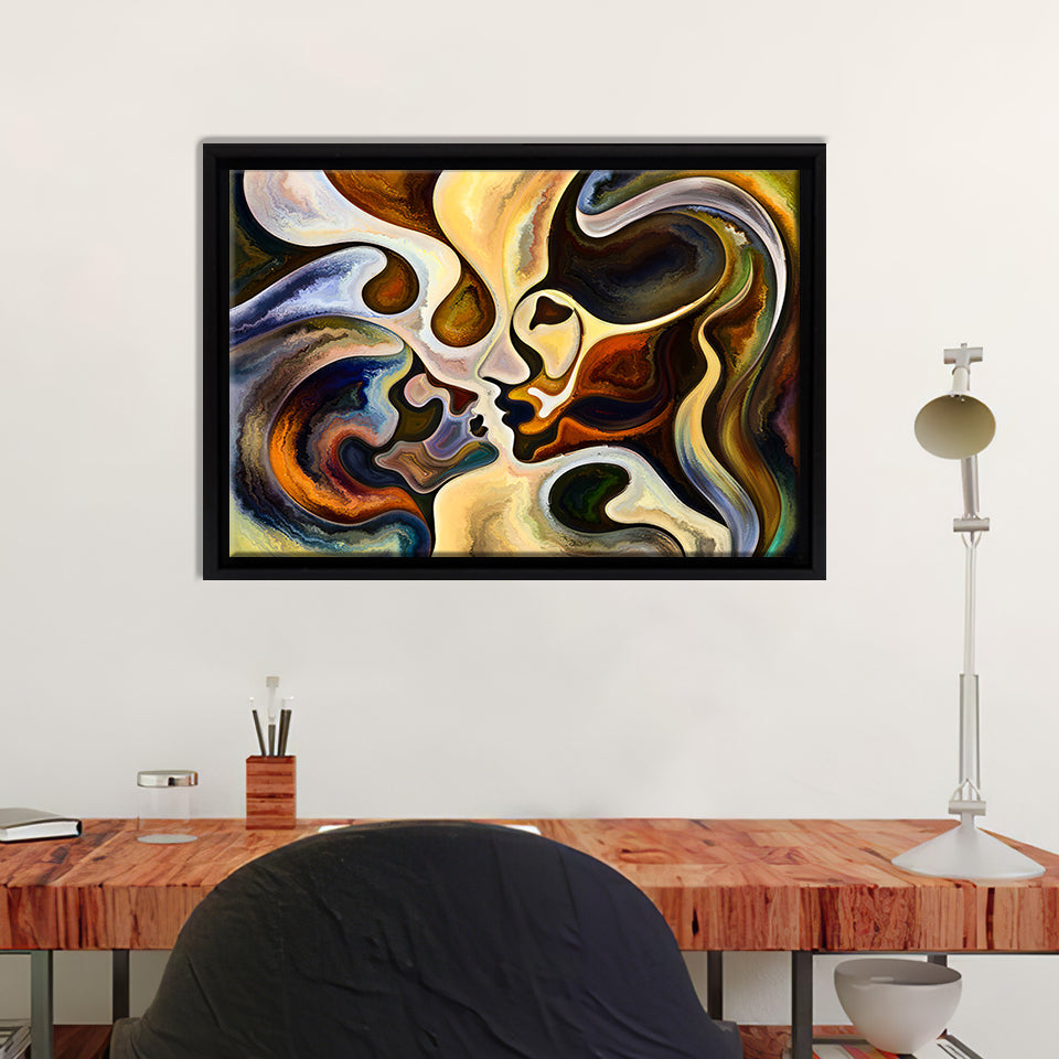 Abstract Couple Kissing Canvas Wall Art - Painting Canvas, Canvas Prin ...