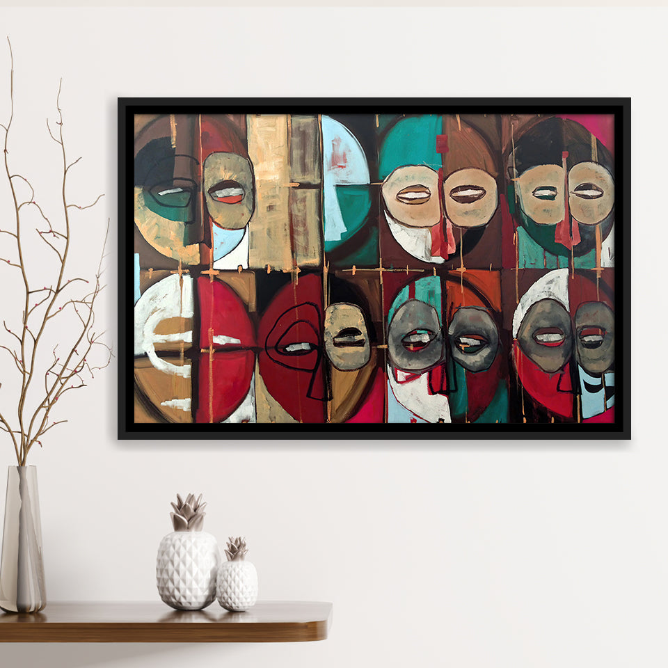 Abstract African Mask Colorful Framed Canvas Prints Wall Art Decor, Fr ...