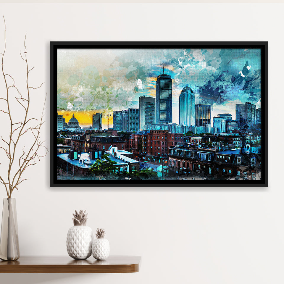 Abstract Boston Framed Canvas Prints Wall Art Decor - Painting Canvas ...