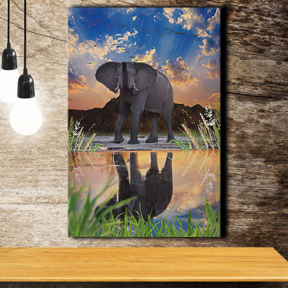 Africas Elephant in Blue Sky Canvas Prints Wall Art - Painting Canvas ...