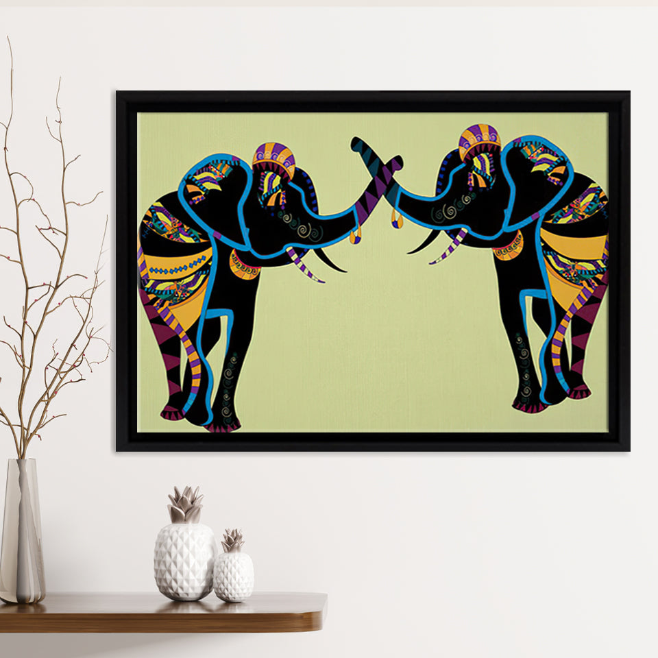 African Ethnic Circus Elephant Framed Canvas Prints Wall Art - Paintin ...