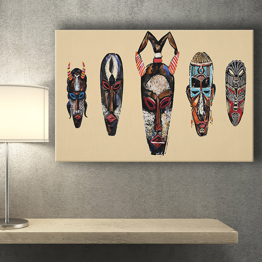 African Ethnic Masks Canvas Prints Wall Art - Painting Canvas, African ...
