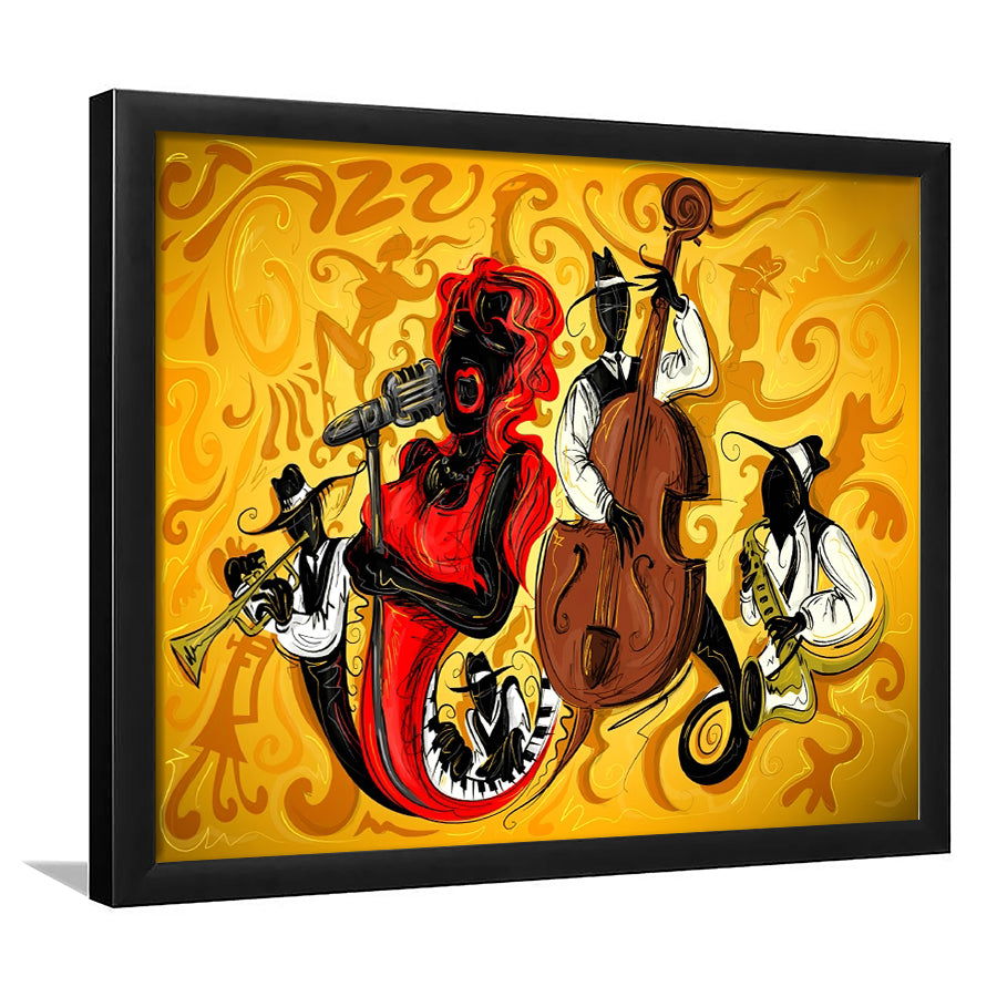 African Traditional Music Cartoon Framed Art Prints Wall Decor - Paint ...