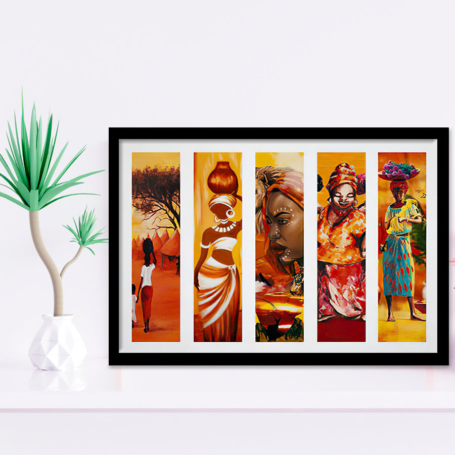 African Tribe Collage Framed Art Prints Wall Decor - Painting Prints ...