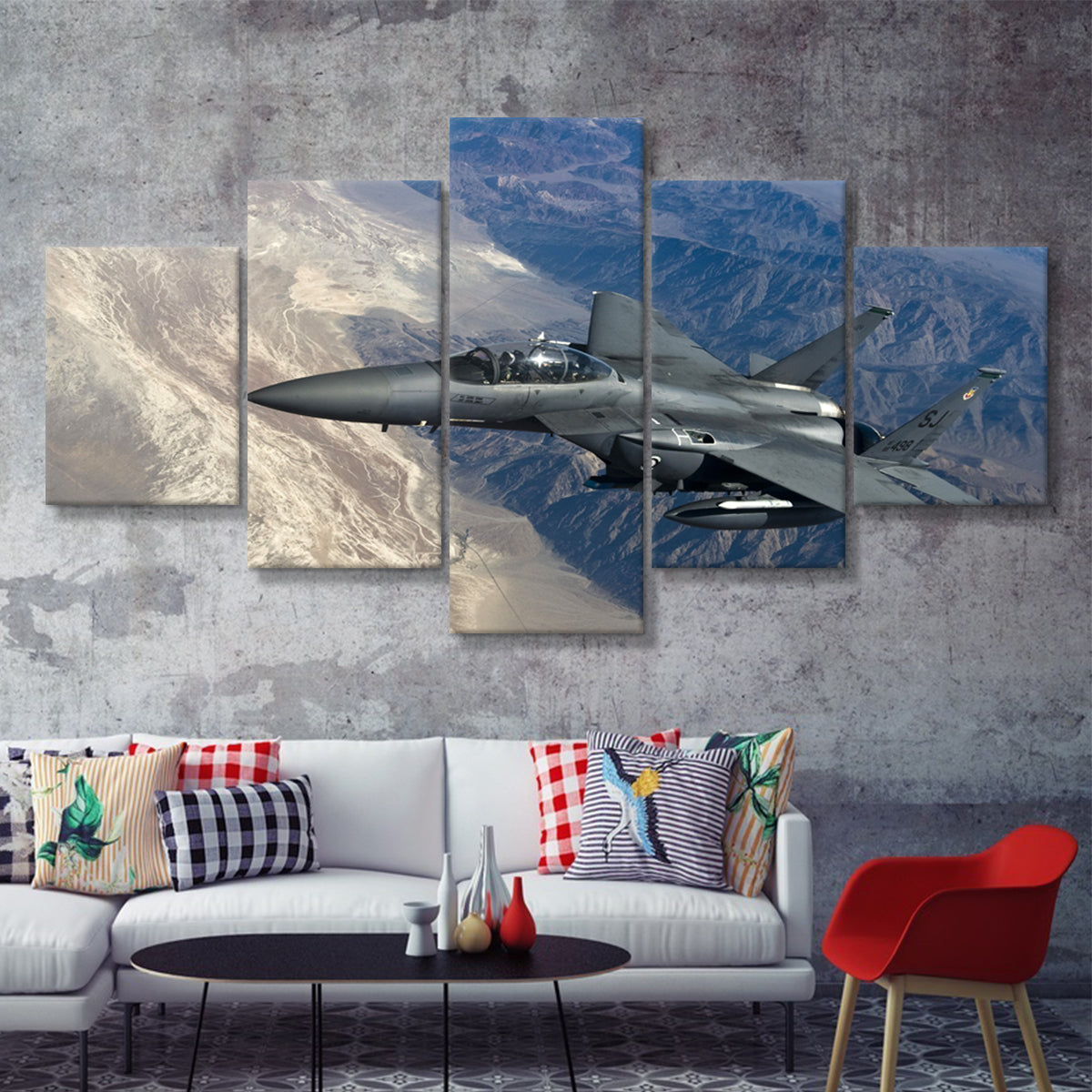 Aircraftfighter Jet Canvas Airplan 5 Piece Canvas Prints Wall Art Deco ...