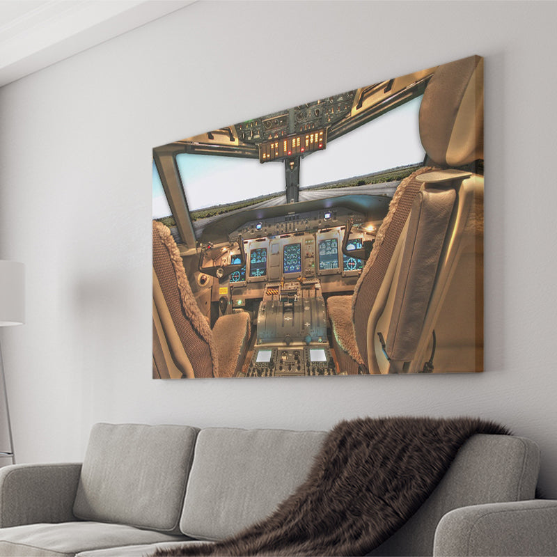 Airplane Cockpit, Aircraft Cockpit Photo Canvas Prints Wall Art Home D ...