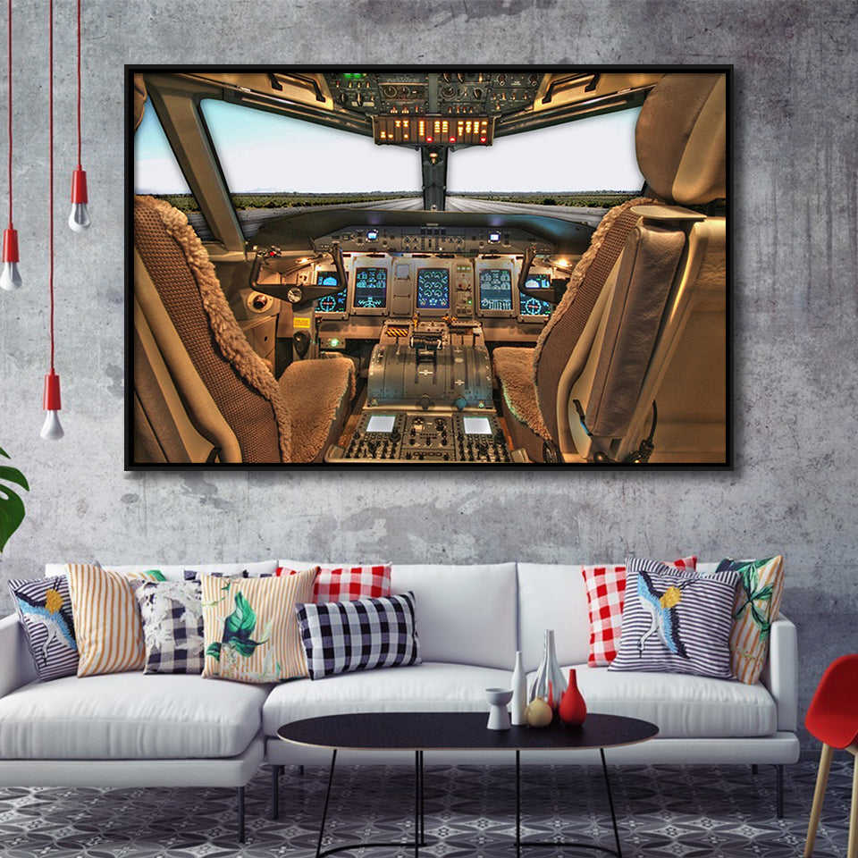 Airplane Cockpit, Aircraft Cockpit Photo Framed Canvas Prints Wall Art ...