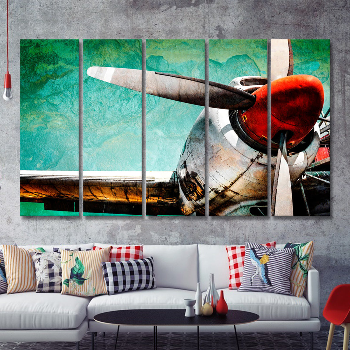 Airplane Propeller Canvas Aircraft Vintage 5 Piece B Canvas Prints Wal ...