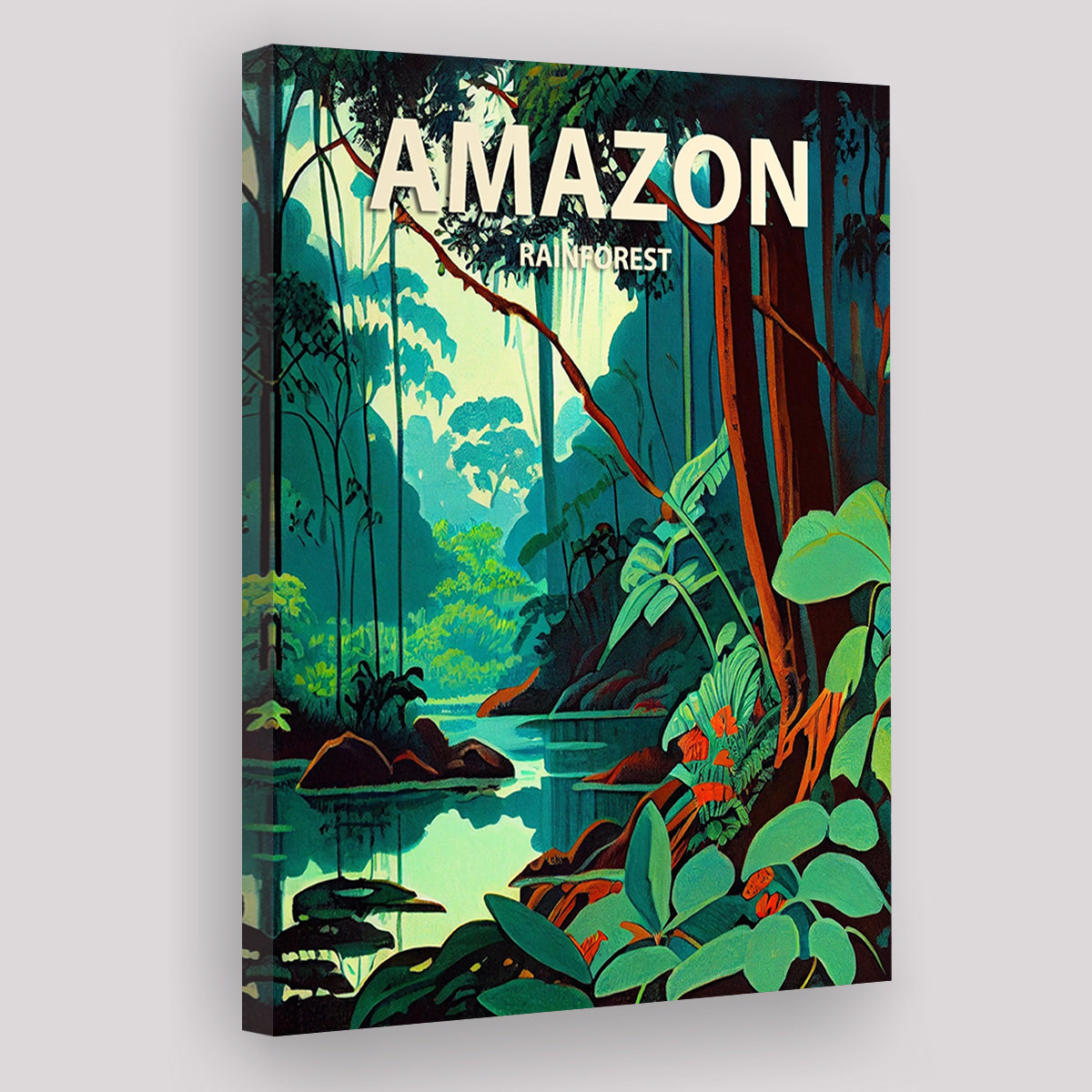 Amazon Rainforest Retro Art Print ,City Art Print, Large Canvas, Canva ...