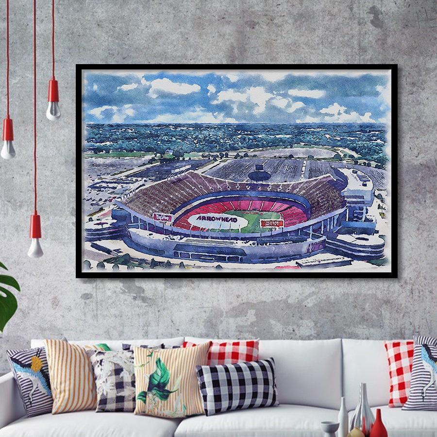 Arrowhead Stadium Chiefs Football Stadium Watercolor, Sport Prints Fan ...