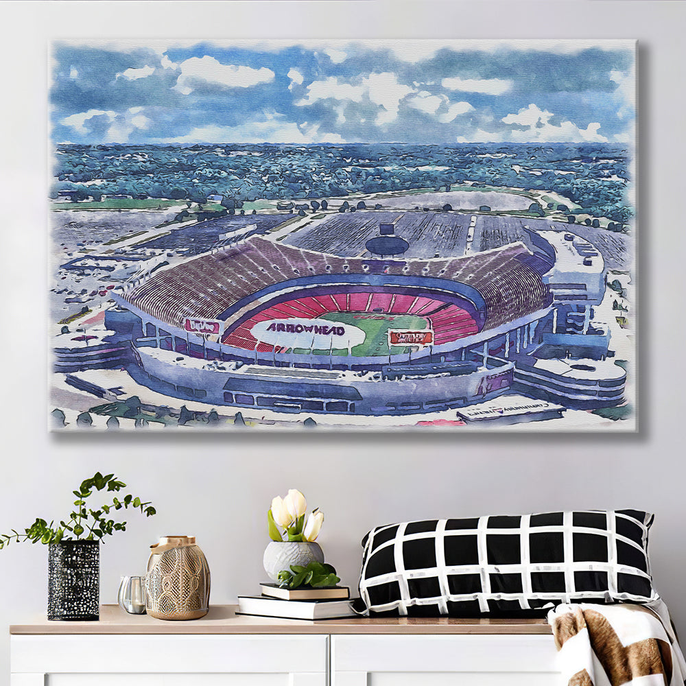 Arrowhead Stadium Chiefs Football Stadium Watercolor, Sport Art Prints ...
