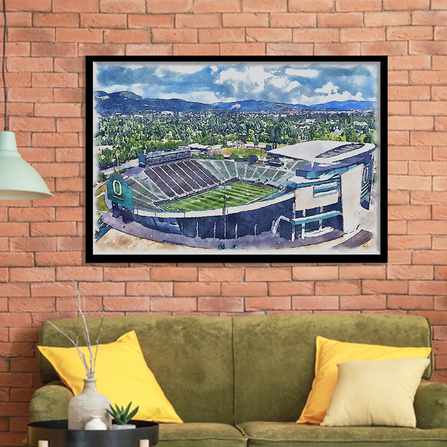 Autzen Stadium Oregon Football Stadium Watercolor Football, Sport Prin ...