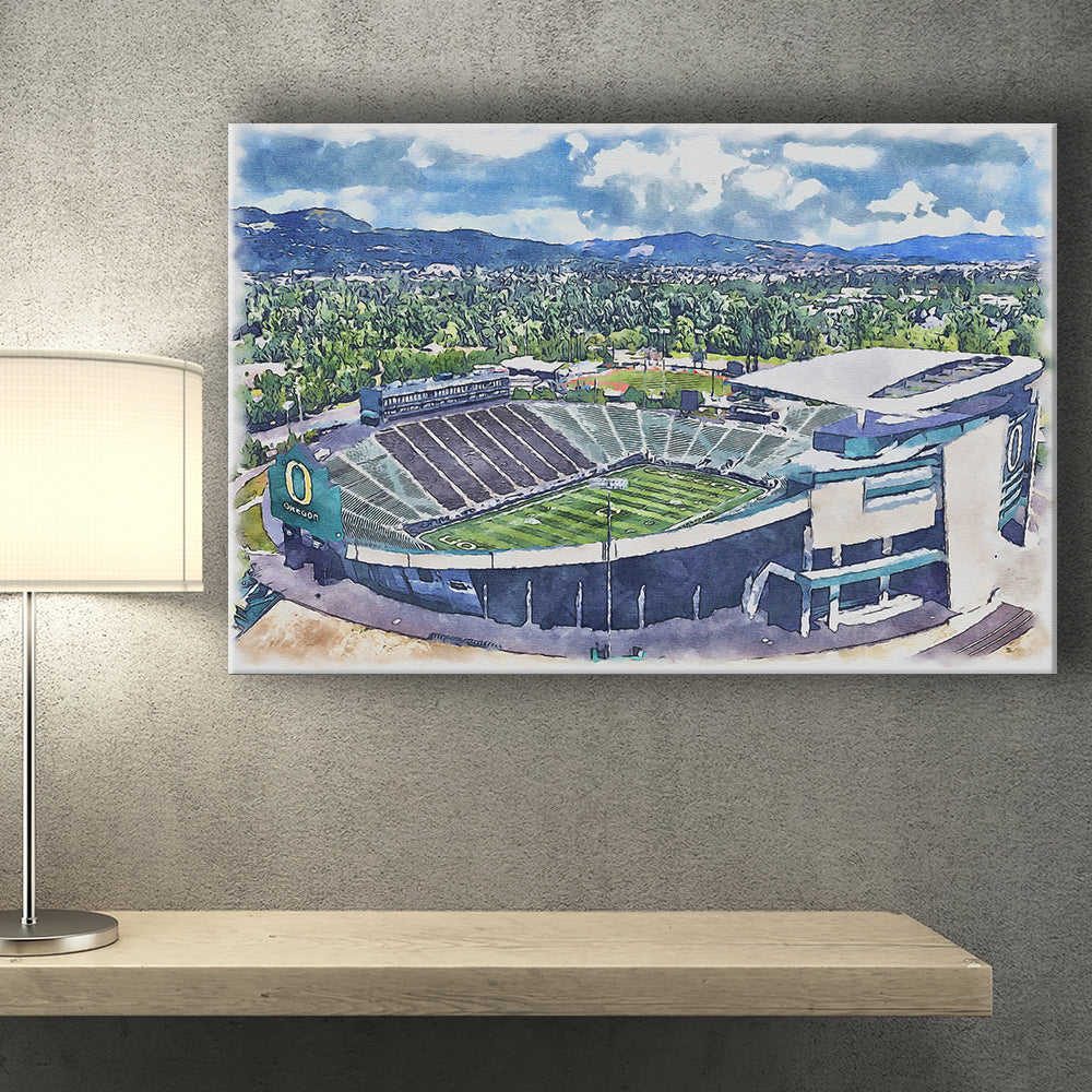 Autzen Stadium Oregon Football Stadium Watercolor Football, Sport Art ...