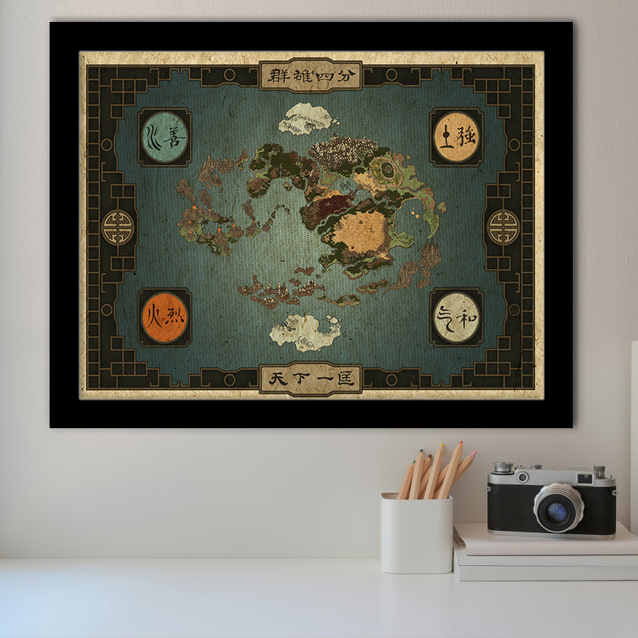 Avatar The Last Airbender World Map Framed Art Print Wall Decor - Pain ...