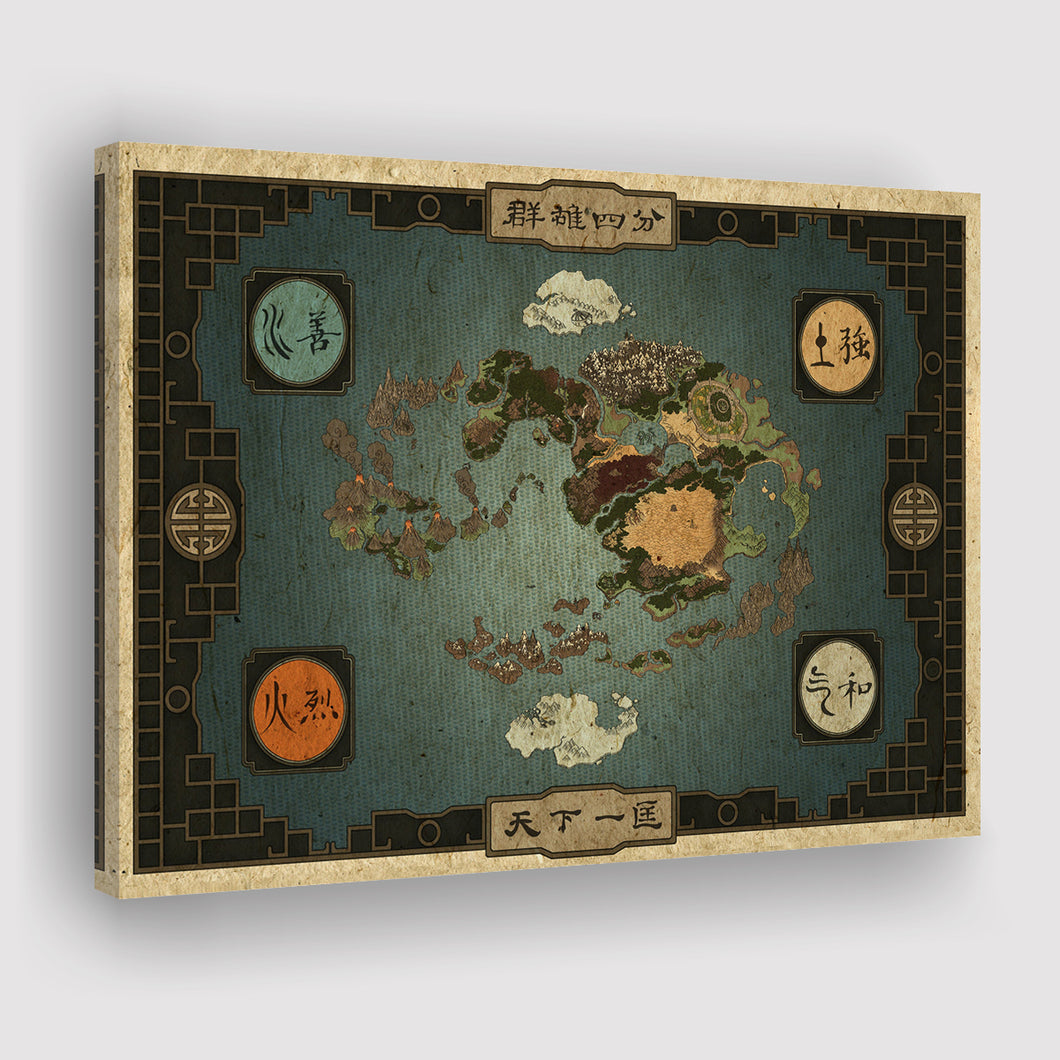 Avatar The Last Airbender World Map Canvas Prints Wall Art - Painting ...