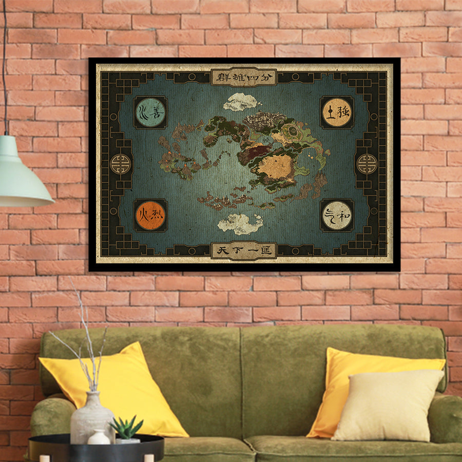 Avatar The Last Airbender World Map Framed Art Print Wall Decor - Pain ...