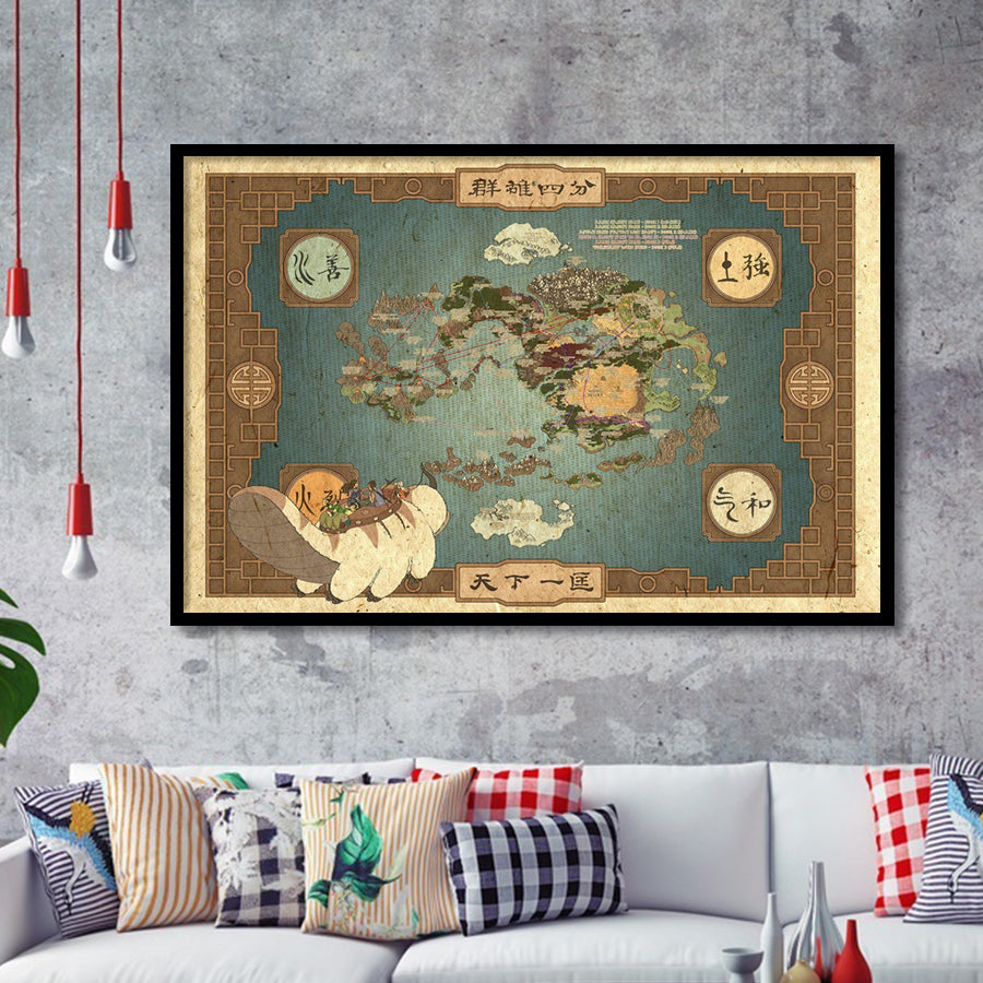 Avatar Air Bender World Map Framed Art Prints Wall Decor - Painting Ar ...