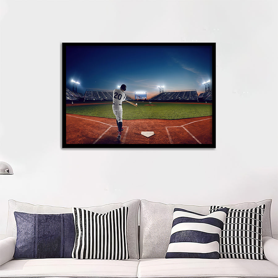 Baseball Player At Professional Baseball Stadium Wall Art Print - Fram ...