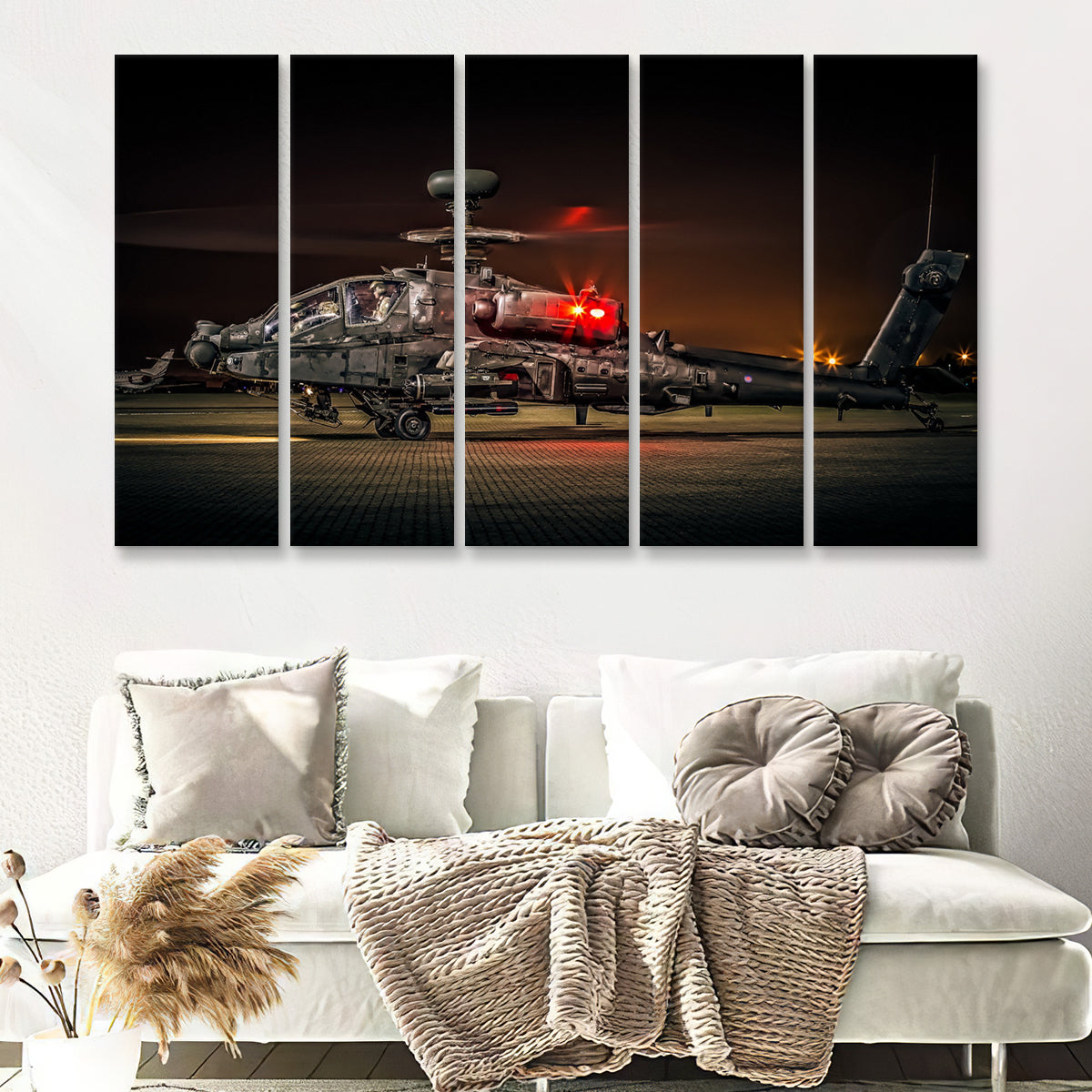 Boeing Ah 64 Apache Military Aircraft 5 Piece B Canvas Prints Wall Art ...