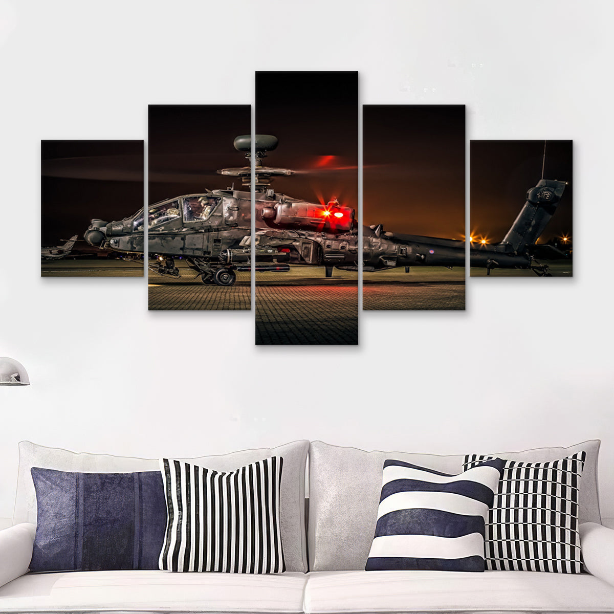 Boeing Ah 64 Apache Military Aircraft 5 Piece Canvas Prints Wall Art D ...