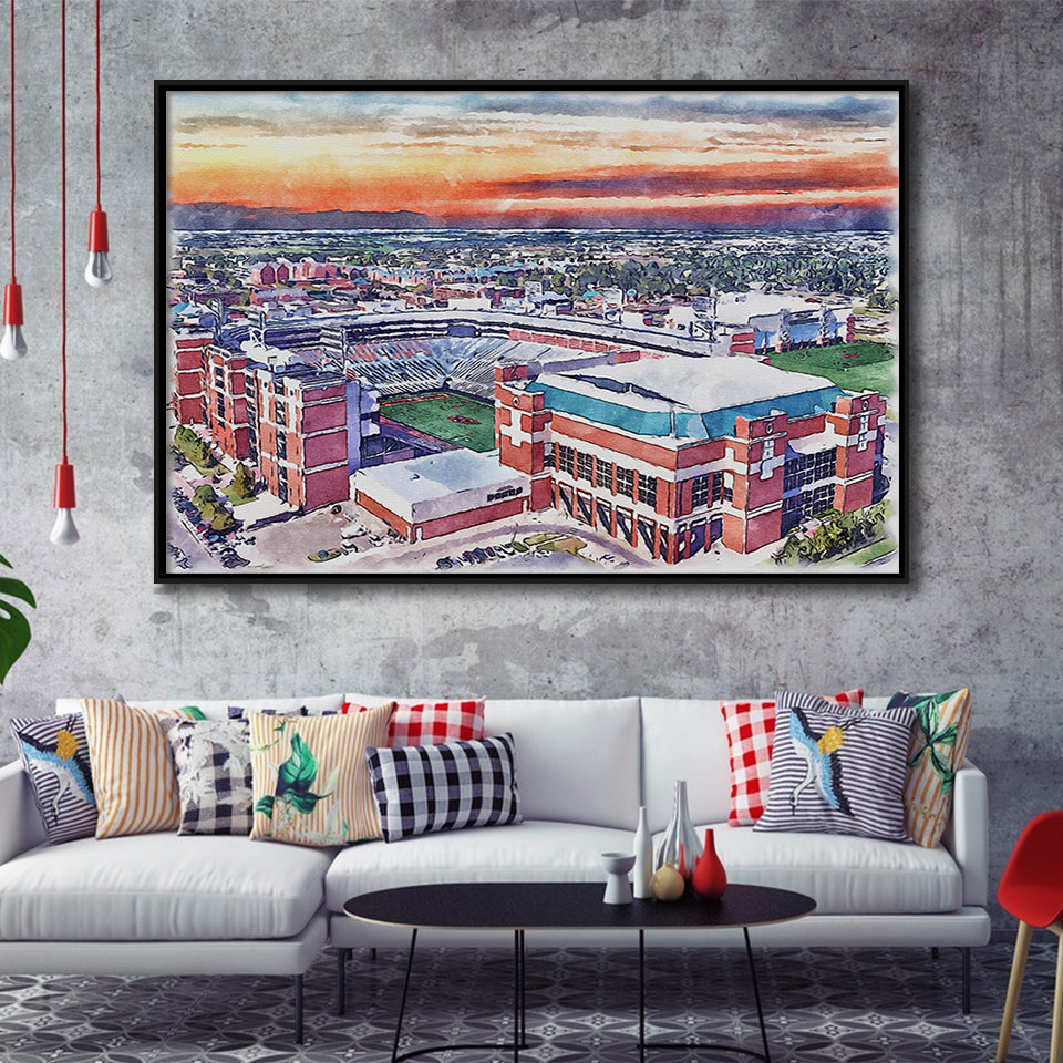Boone Pickens Stadium Oklahoma State Football Stadium Watercolor, Spor ...