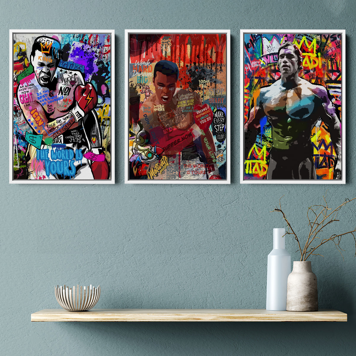 Boxing - Graffiti - Gym Motivational Wall Arts Decor Set of 3 Piece Fr ...